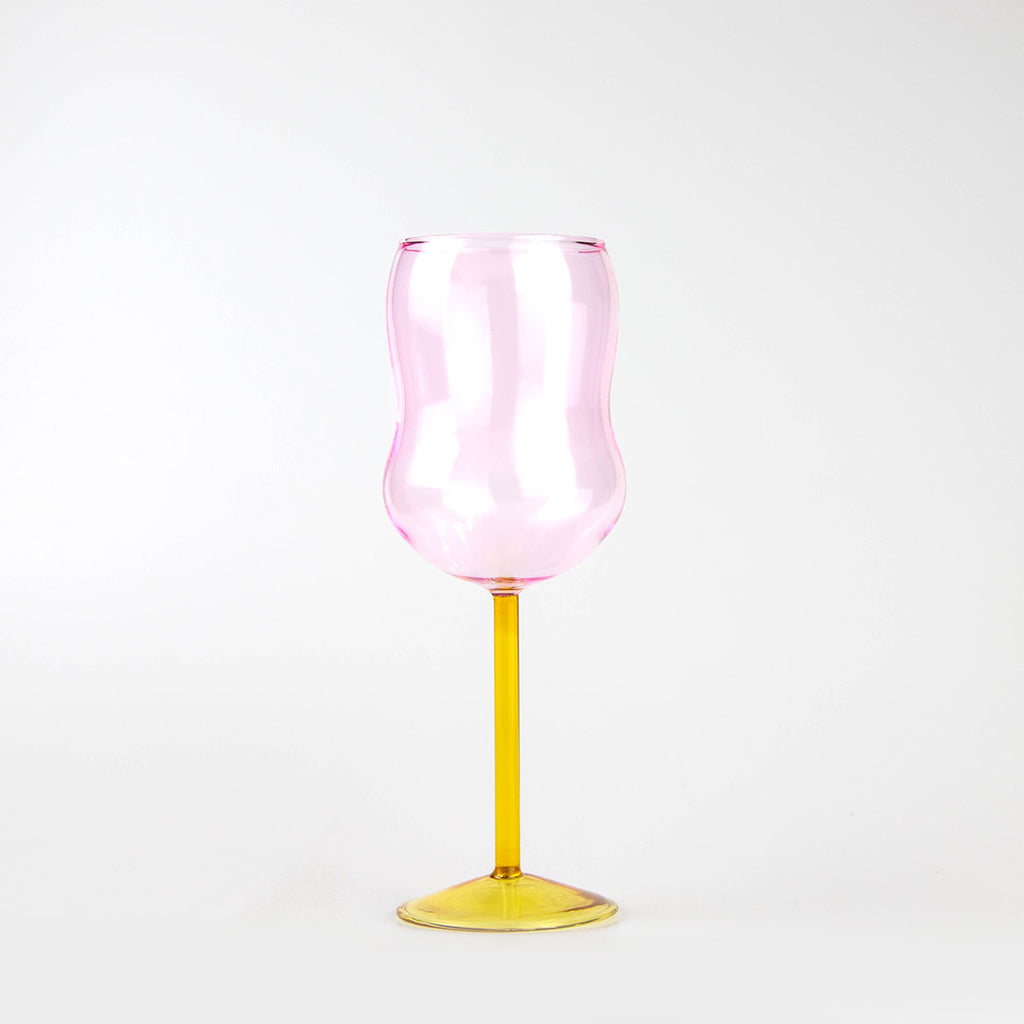 Curvy Wine Glass Pink
